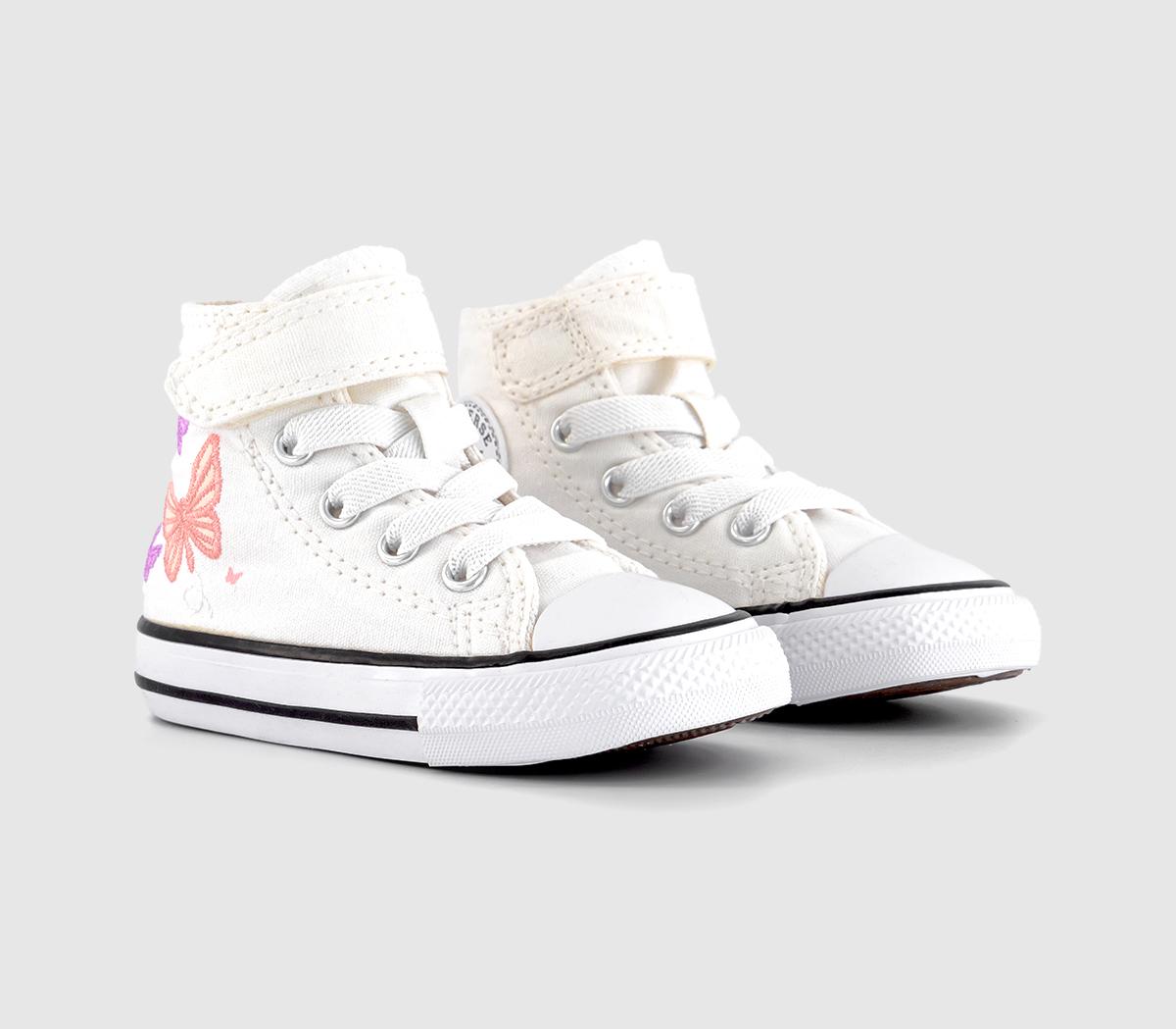 Converse All Star Hi 1Vlace Infant Trainers White Pink Phase Grape Fizz ...