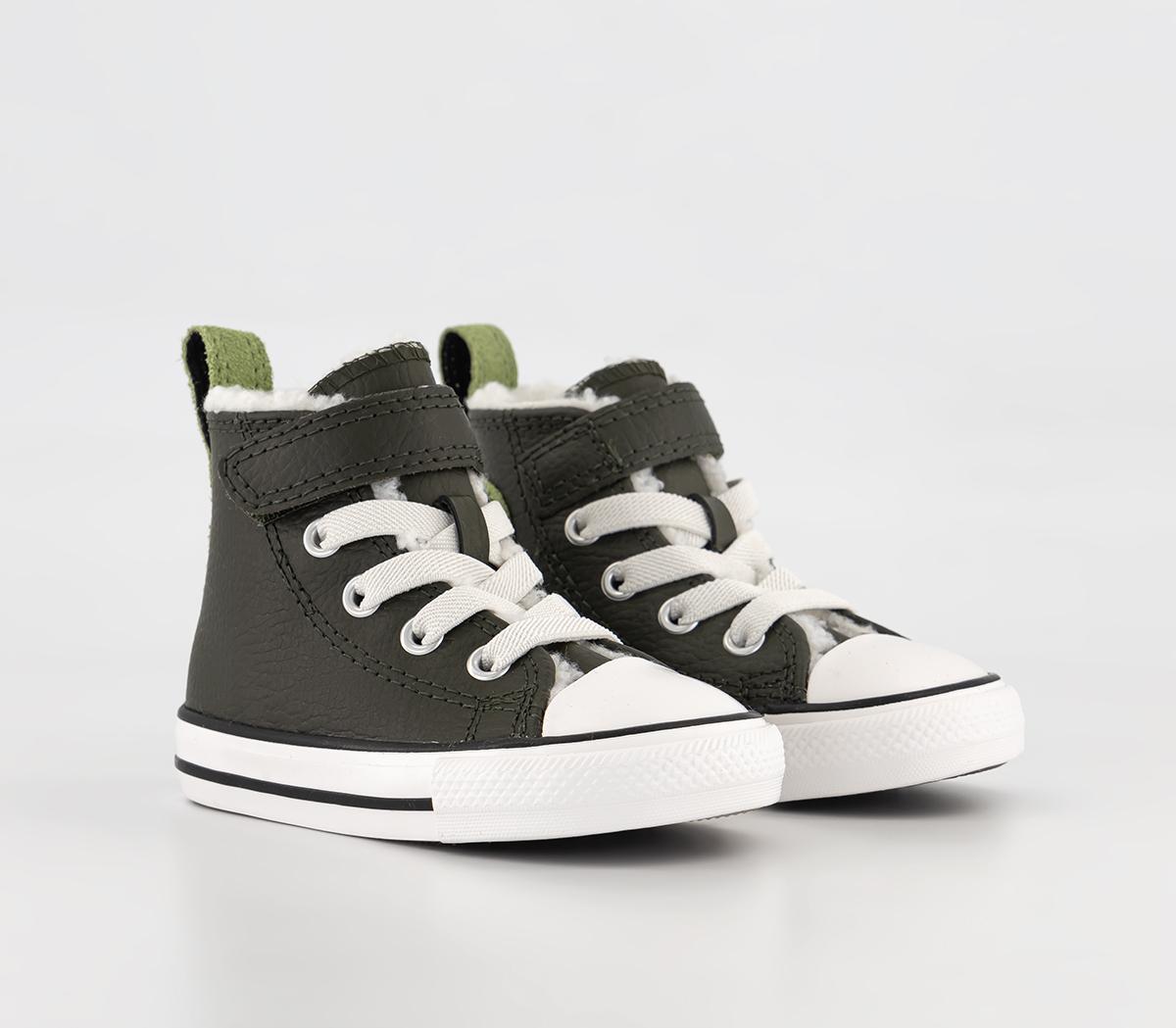Converse All Star Hi 1vlace Trainers Utility Green Aloe Green Lined ...
