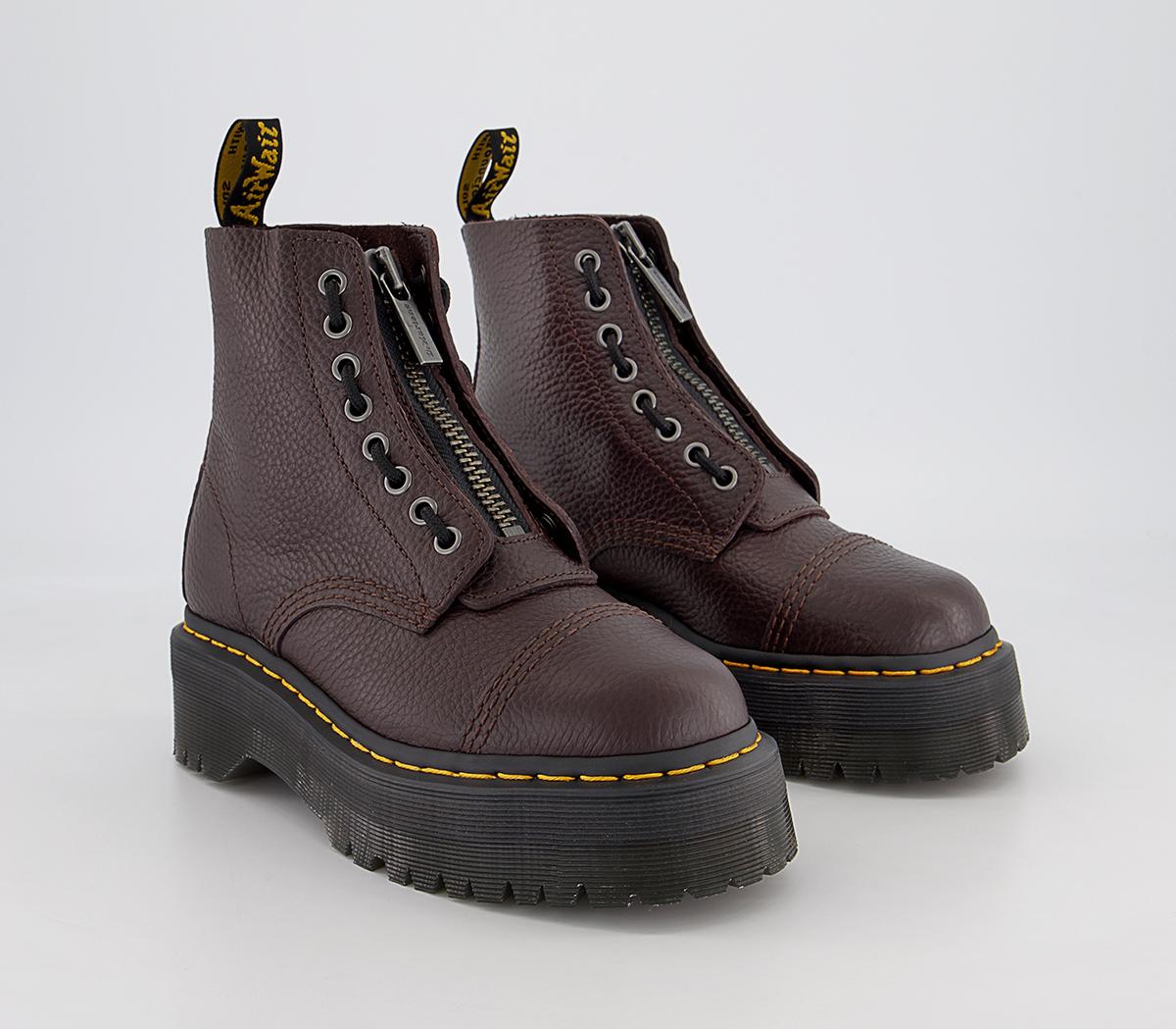 Dr. Martens Sinclair Zip Boots Burgundy Milled Nappa - Women's Ankle Boots
