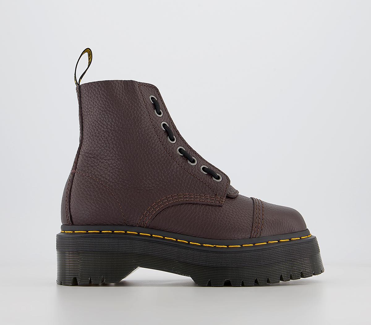 Dr. Martens Sinclair Zip Boots Burgundy Milled Nappa - Women's Ankle Boots