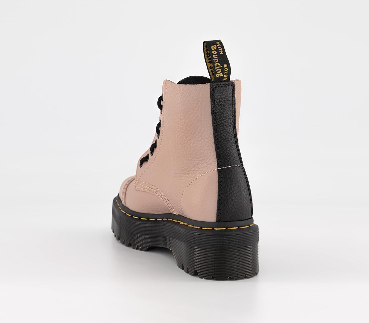 Dr. Martens Sinclair Zip Boots Peach Beige Milled Nappa Black Milled ...