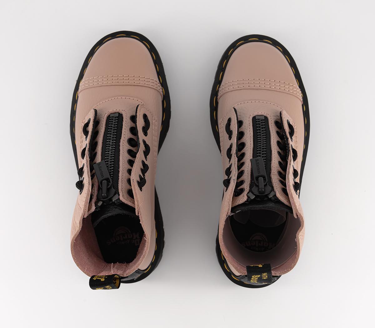 Dr. Martens Sinclair Zip Boots Peach Beige Milled Nappa Black Milled ...