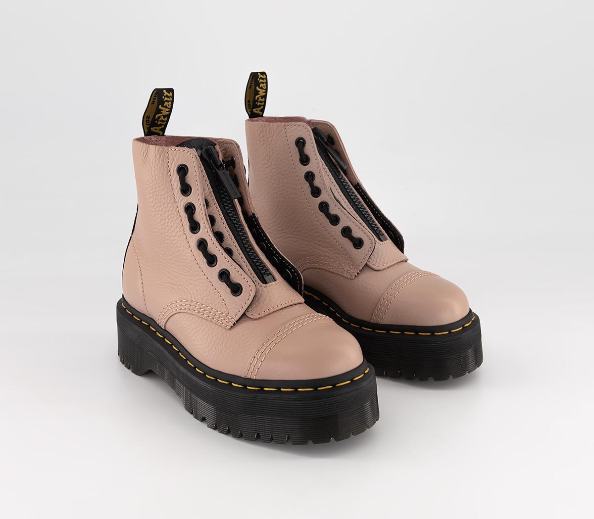 Dr. Martens Sinclair Zip Boots Peach Beige Milled Nappa Black Milled ...