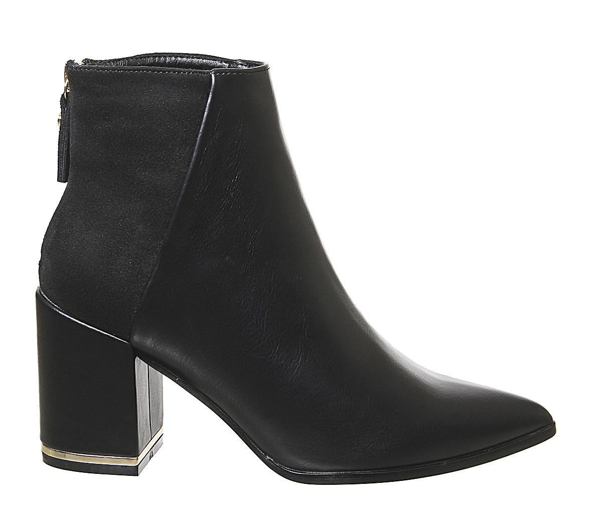 OFFICE Astounding Block Heel Point Boots Black Mix - Women's Ankle Boots