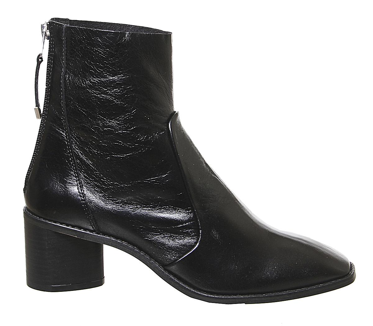 OFFICE Achilles Unlined Block Heeled Boots Black Leather - Women's ...