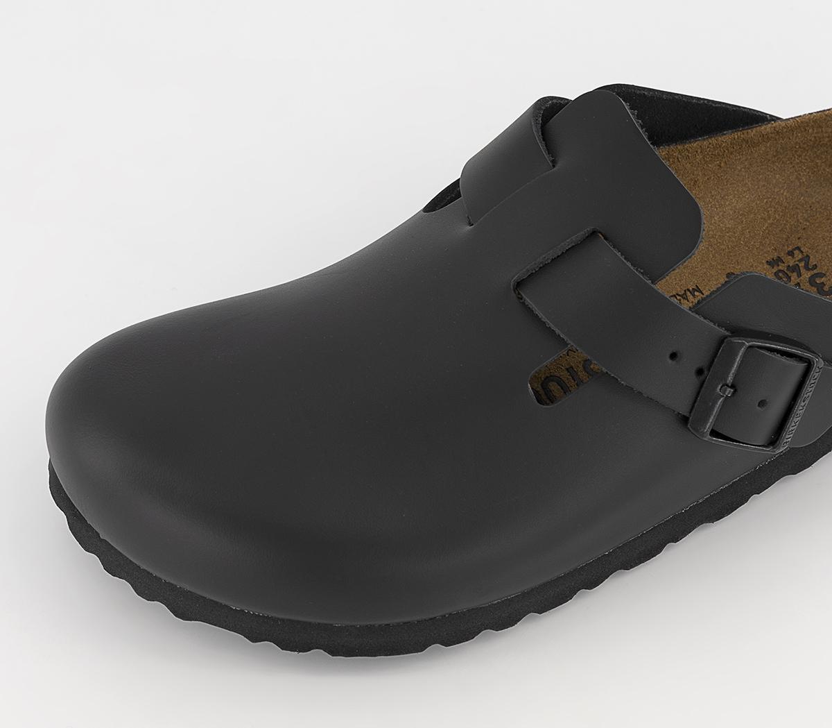 BIRKENSTOCK Boston Clogs Black Leather - Flat Shoes for Women