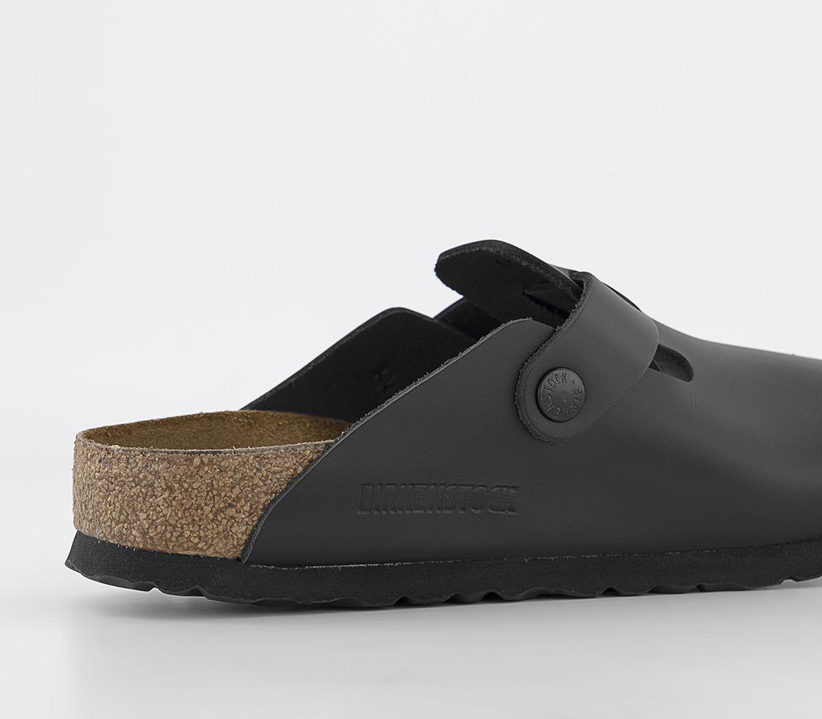 BIRKENSTOCK Boston Clogs Black Leather - Flat Shoes for Women