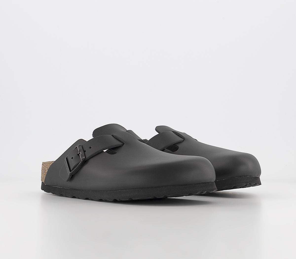 BIRKENSTOCK Boston Clogs Black Leather - Flat Shoes for Women