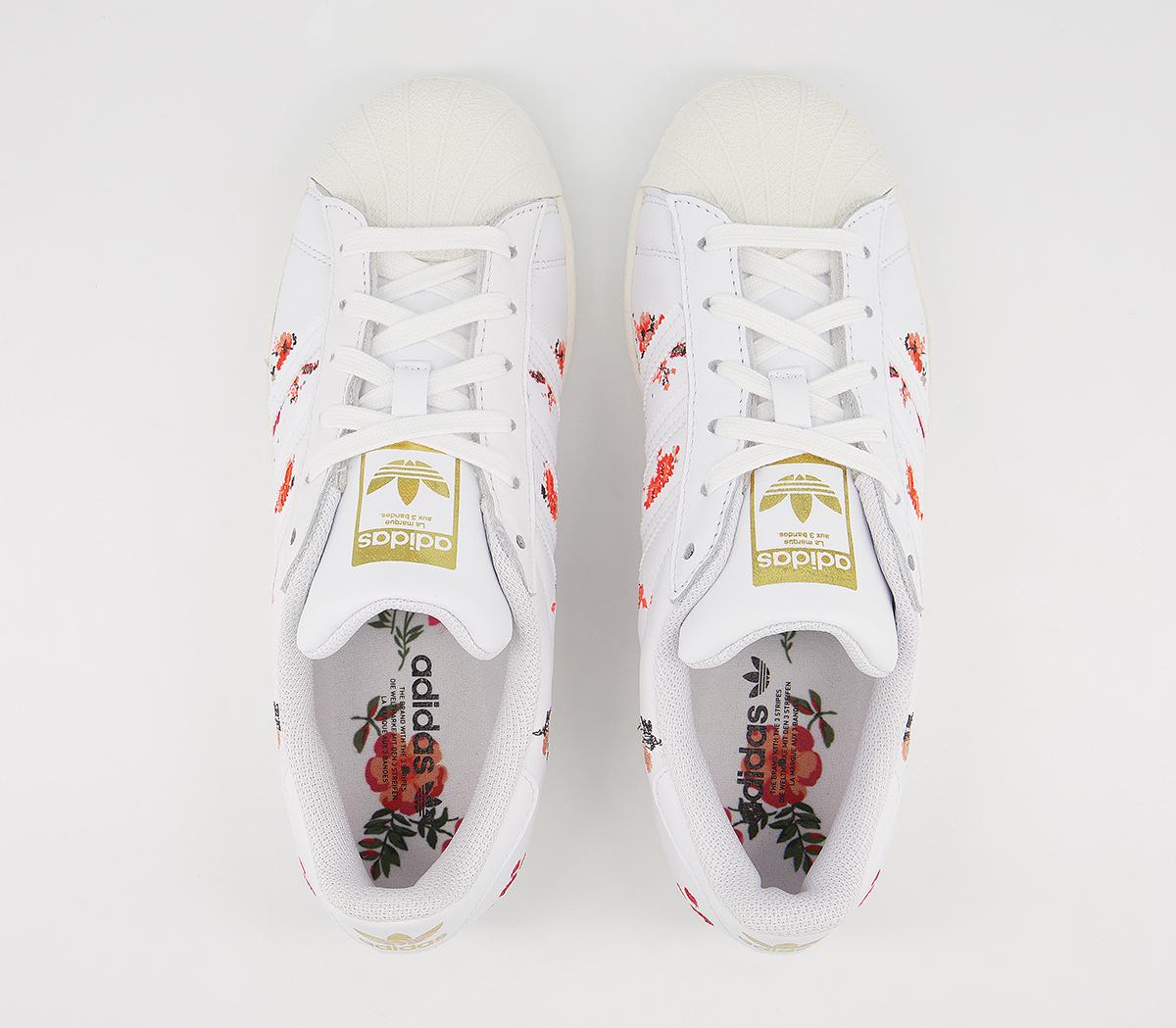 adidas Superstar Trainers White Off White Floral - Women's Trainers