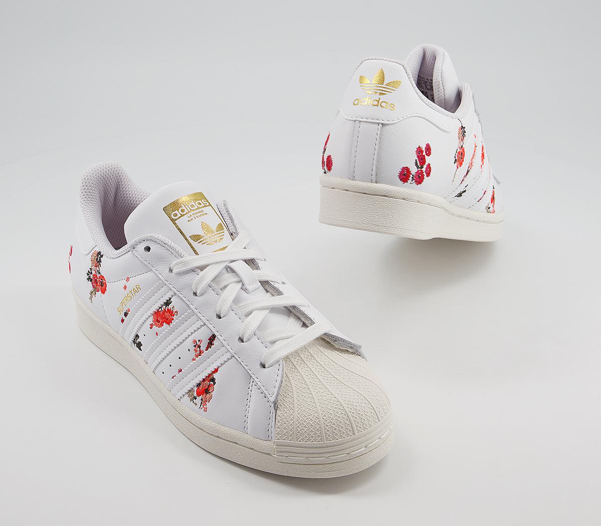 adidas Superstar Trainers White Off White Floral - Women's Trainers