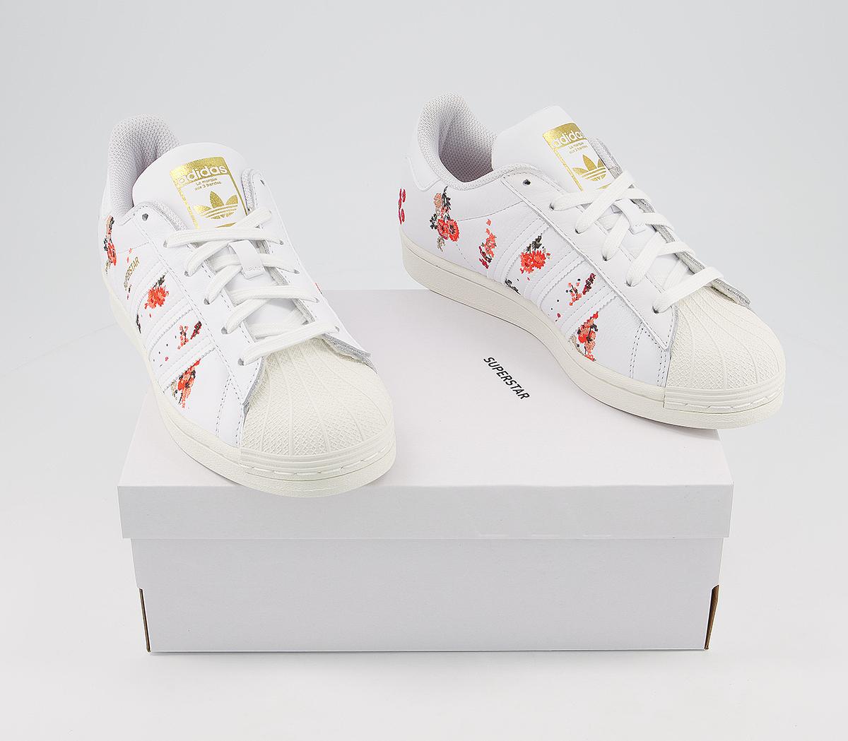 adidas Superstar Trainers White Off White Floral - Women's Trainers