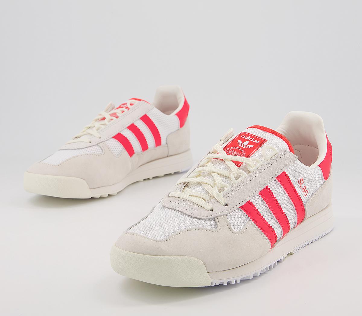 adidas Sl 80 Trainers White Solar Red Off White - Men's Terrace Trainers