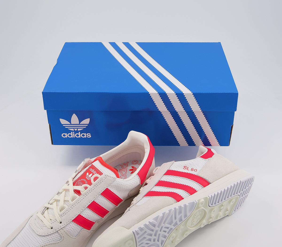 adidas Sl 80 Trainers White Solar Red Off White - Men's Terrace Trainers