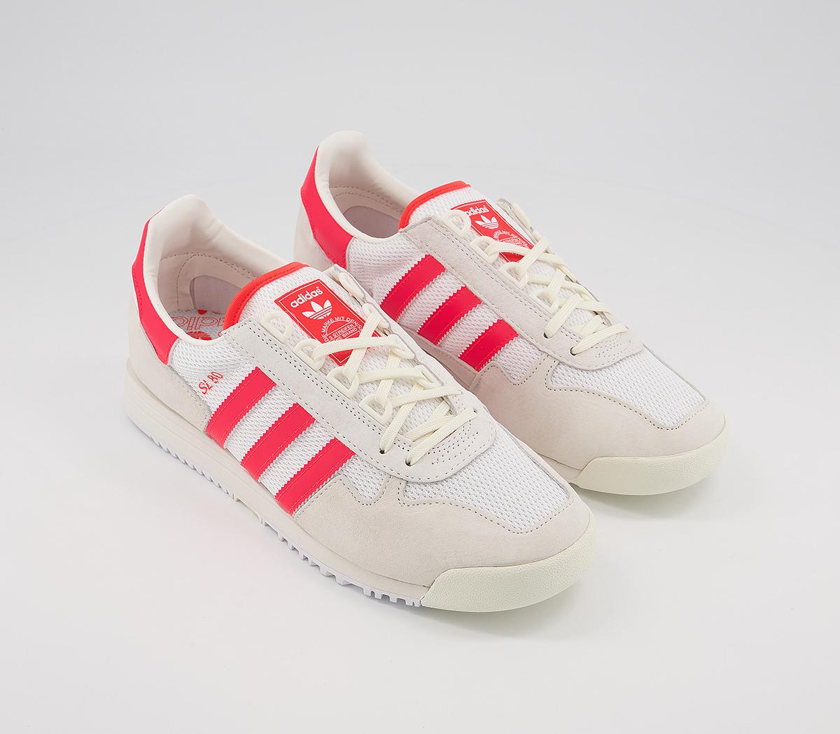 adidas Sl 80 Trainers White Solar Red Off White - Men's Terrace Trainers