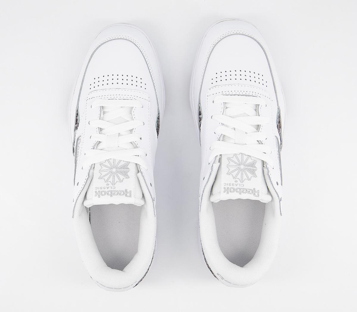 Reebok Club C Double Trainers White Silver Black Leopard - Women's Trainers