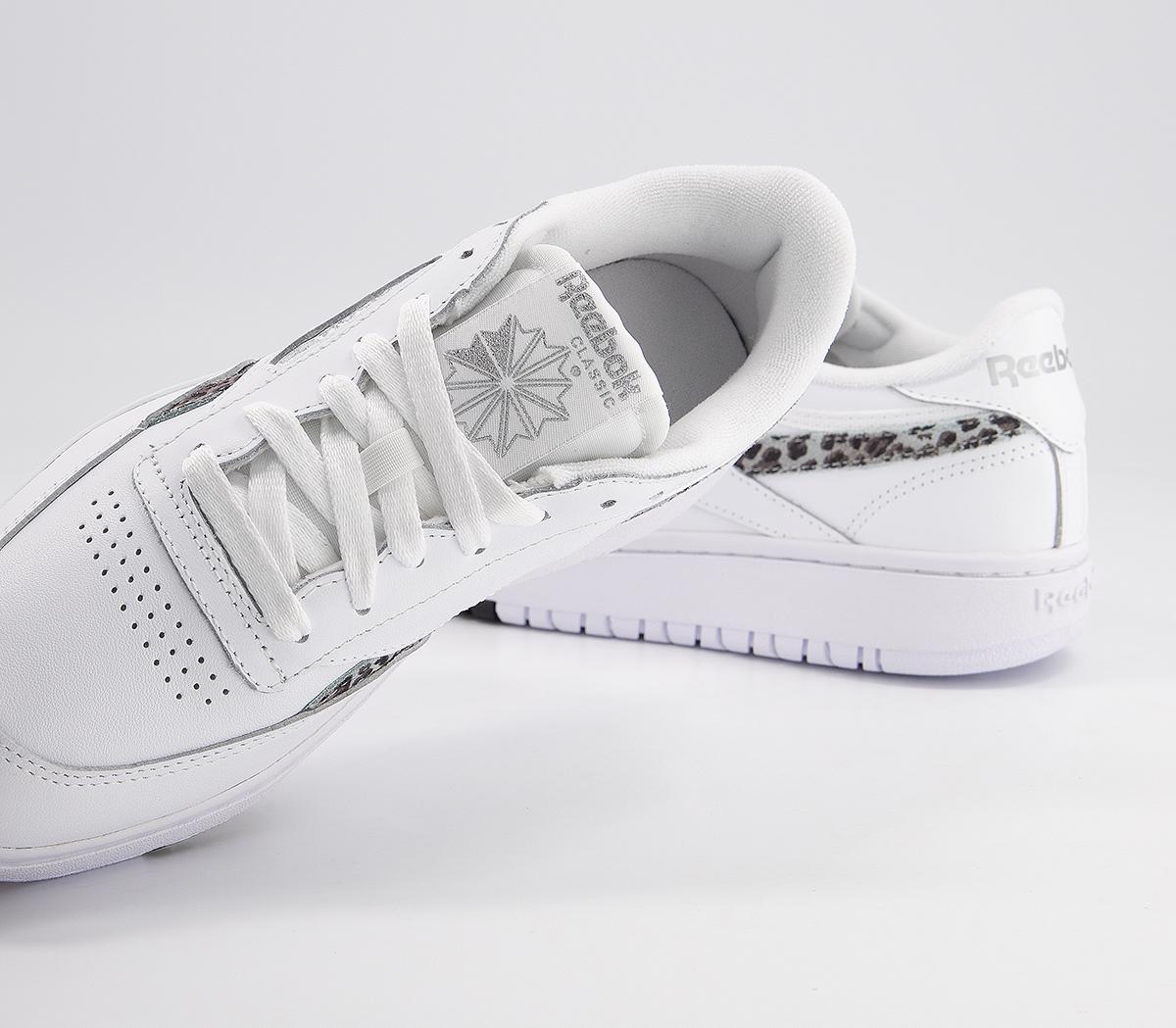 Reebok Club C Double Trainers White Silver Black Leopard - Women's Trainers