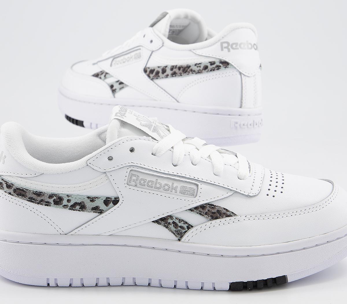 Reebok Club C Double Trainers White Silver Black Leopard - Women's Trainers
