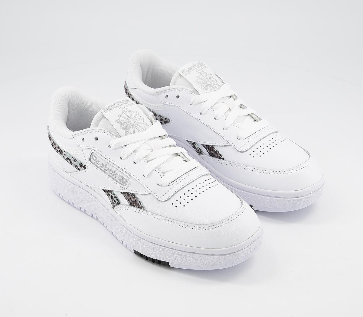Reebok Club C Double Trainers White Silver Black Leopard - Women's Trainers