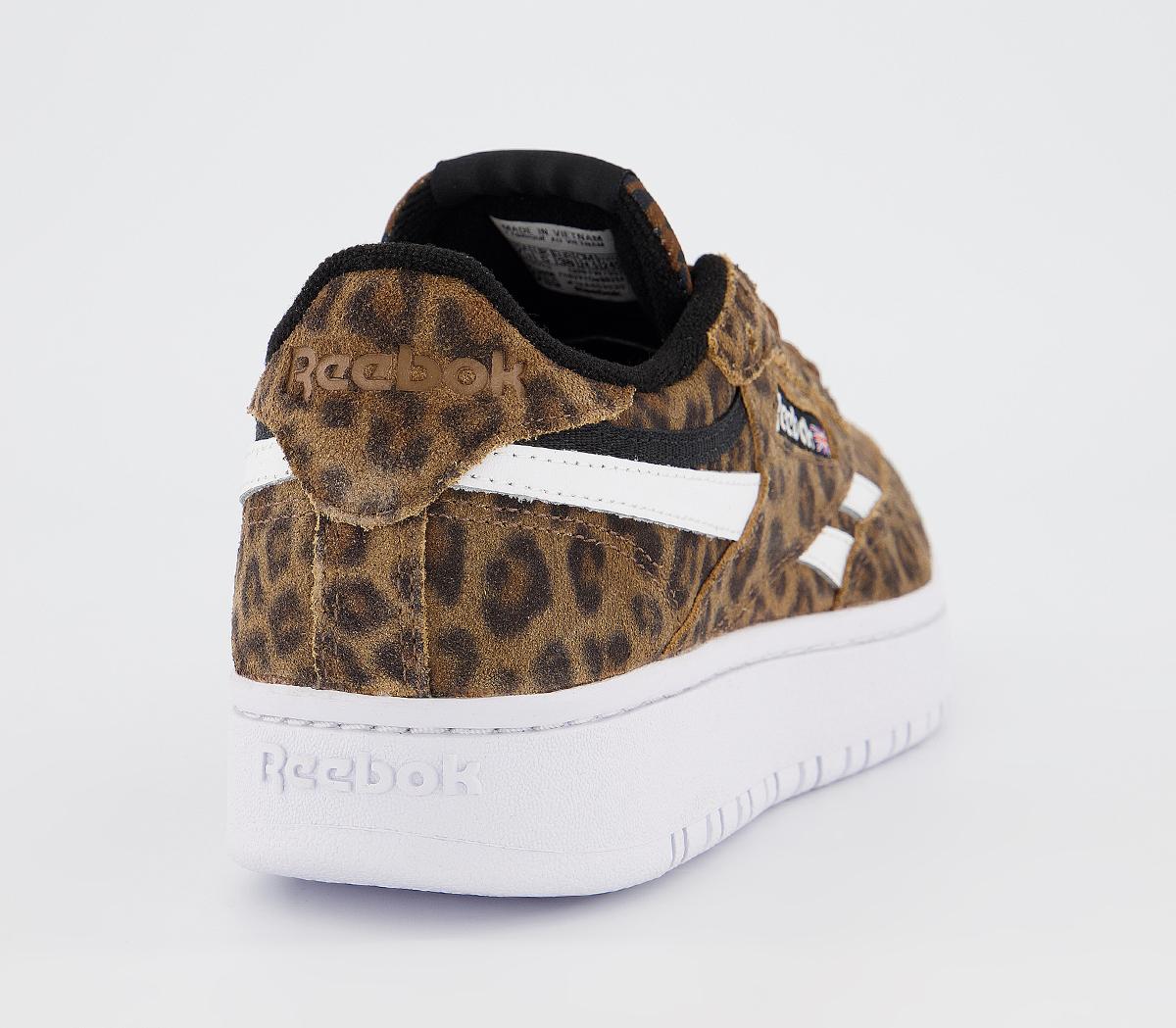 Reebok Club C Double Trainers Natural Leopard Print Black - Women's ...