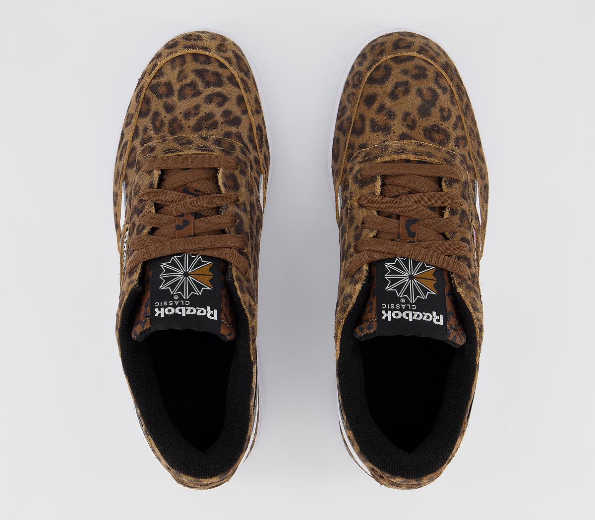 Reebok Club C Double Trainers Natural Leopard Print Black - Women's ...