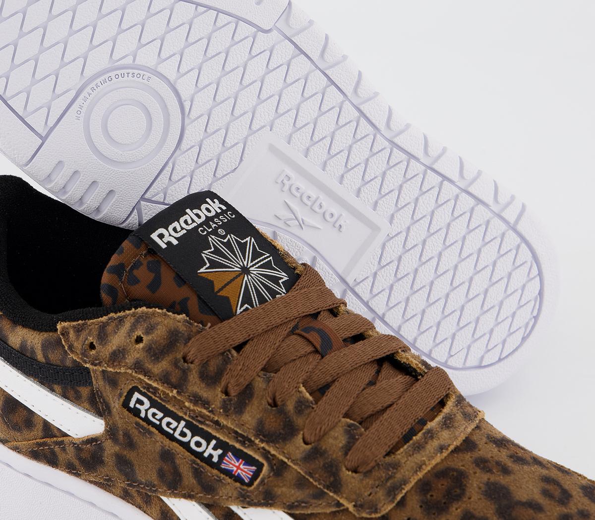 Reebok Club C Double Trainers Natural Leopard Print Black - Women's ...