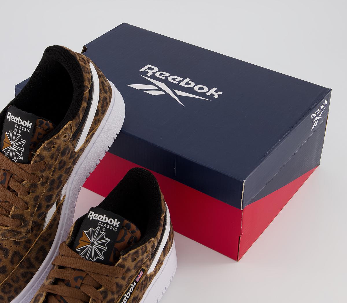 Reebok Club C Double Trainers Natural Leopard Print Black - Women's ...