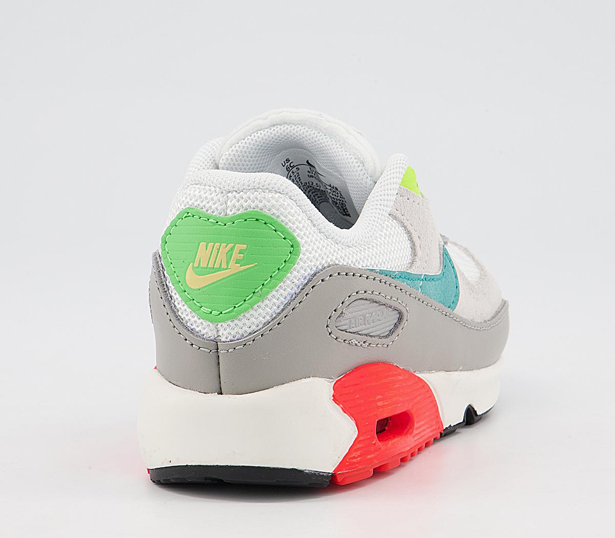 Nike Air Max 90 Infant Trainers Pearl Grey Sport Turquoise White Black ...