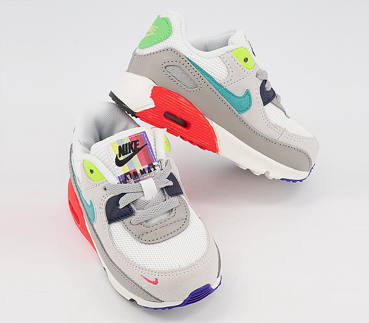 Nike Air Max 90 Infant Trainers Pearl Grey Sport Turquoise White Black ...
