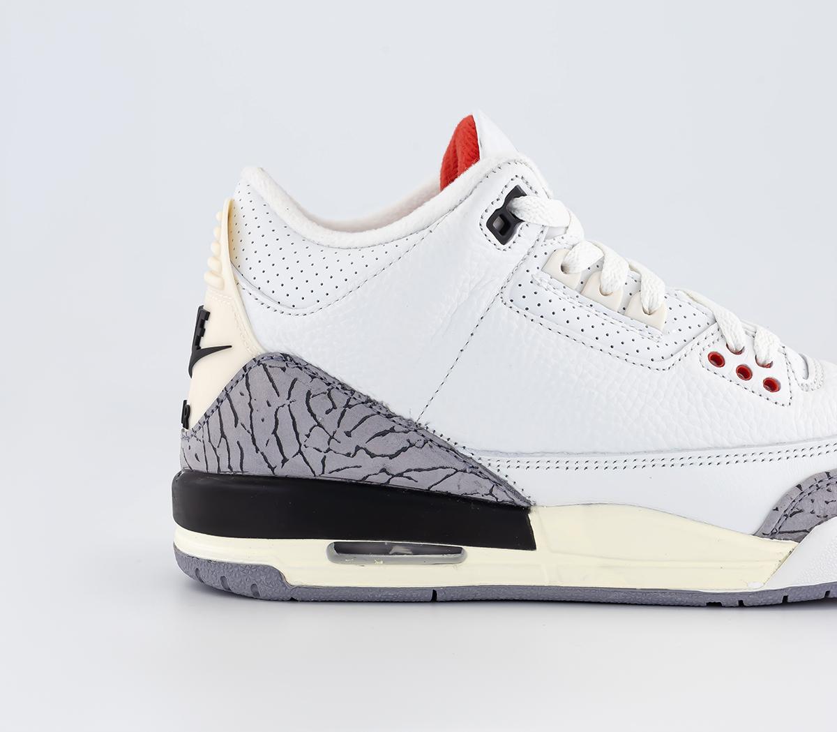 Jordan Jordan 3 GS Trainers Summit White Fire Red Black Cement Grey ...