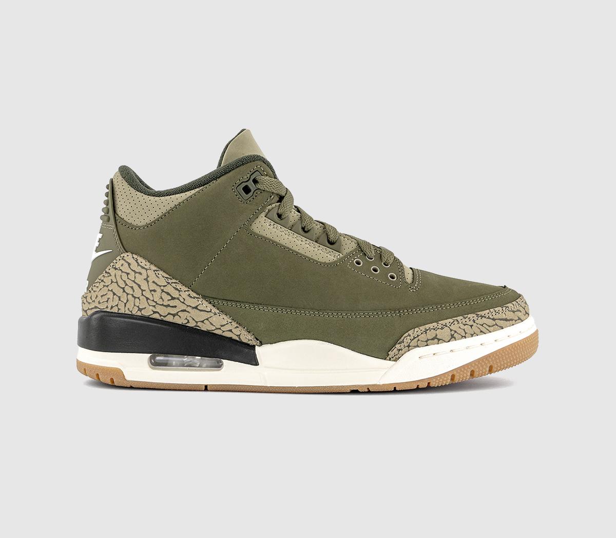 Click here for Jordan Kids 3 GS Trainers Medium Olive Sequoia Neu... prices