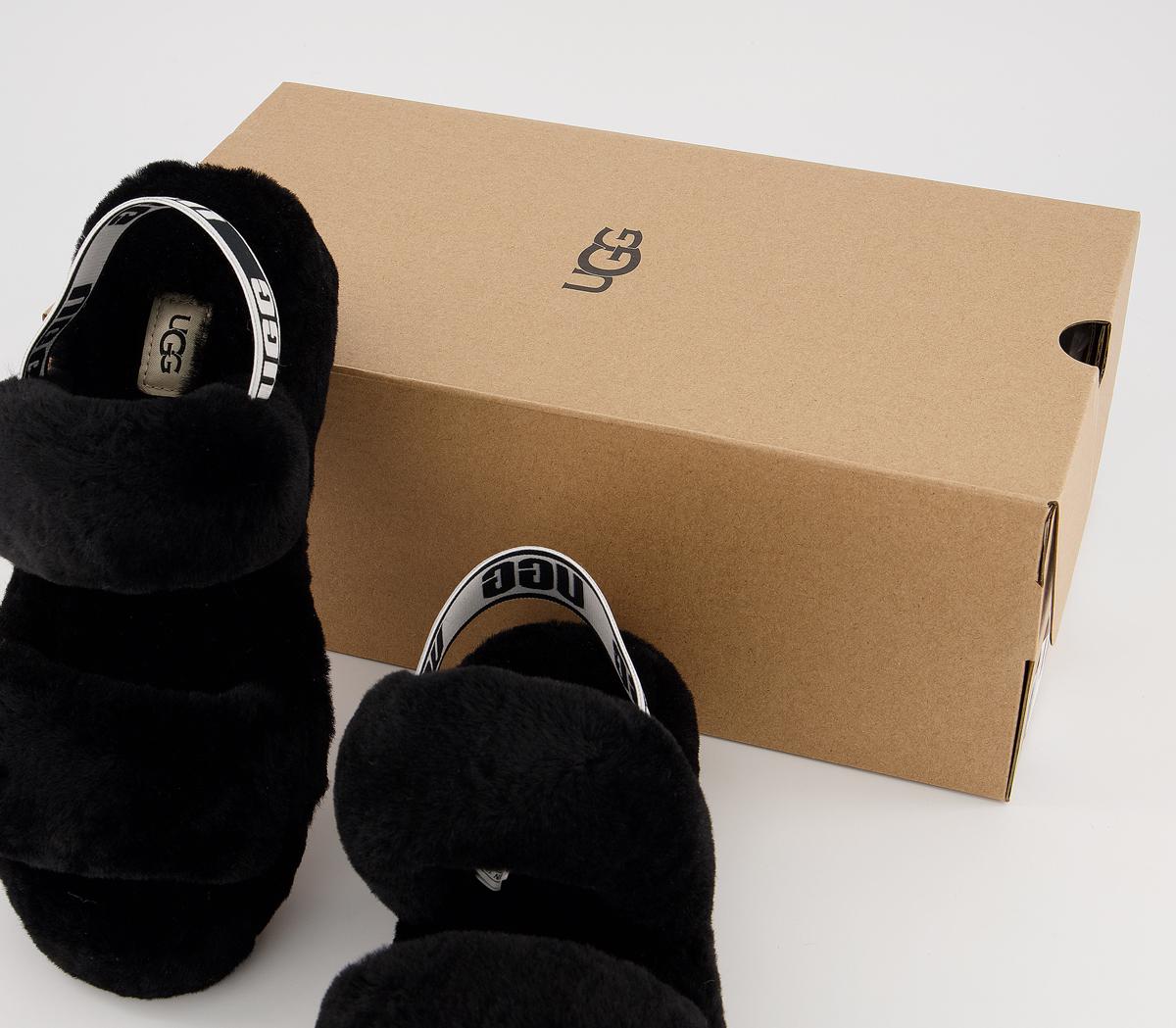 UGG Oh Yeah Slippers Black - Flat Shoes for Women