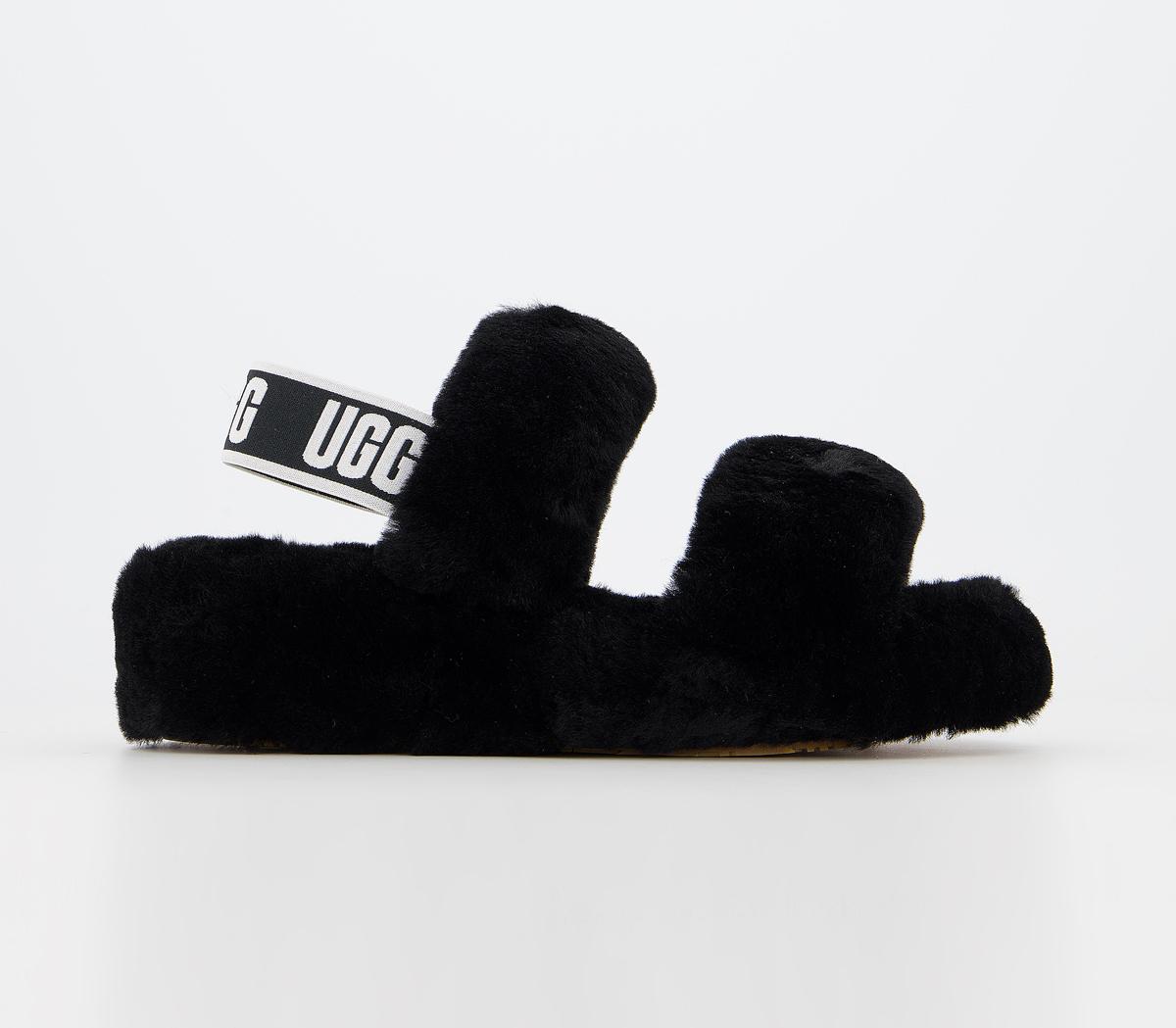 UGG Oh Yeah Slippers Black - Flat Shoes for Women