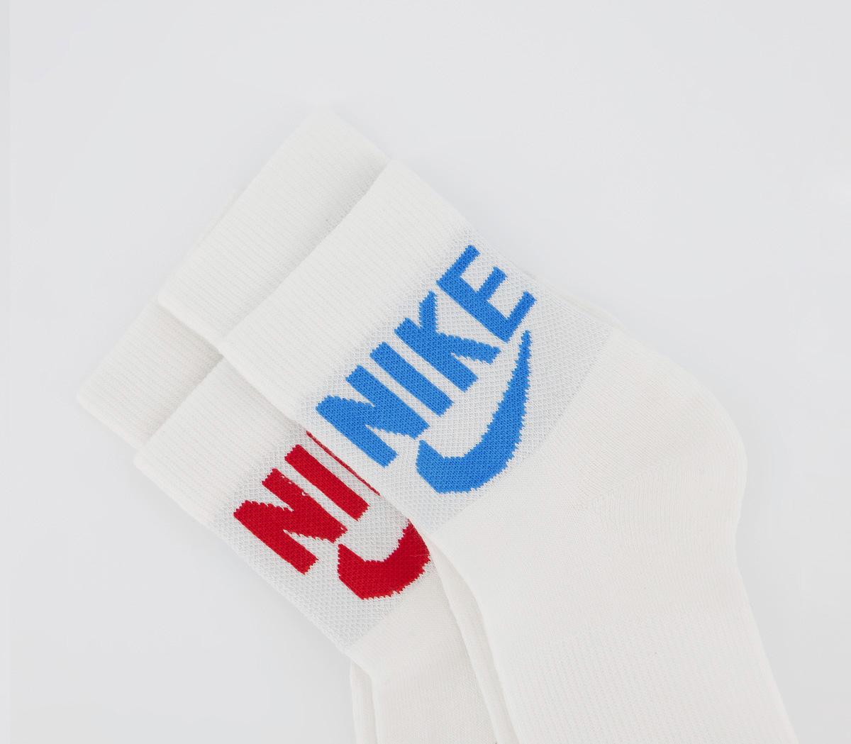 Nike Heritage Ankle Socks 2 Pairs White Multi - Accessories