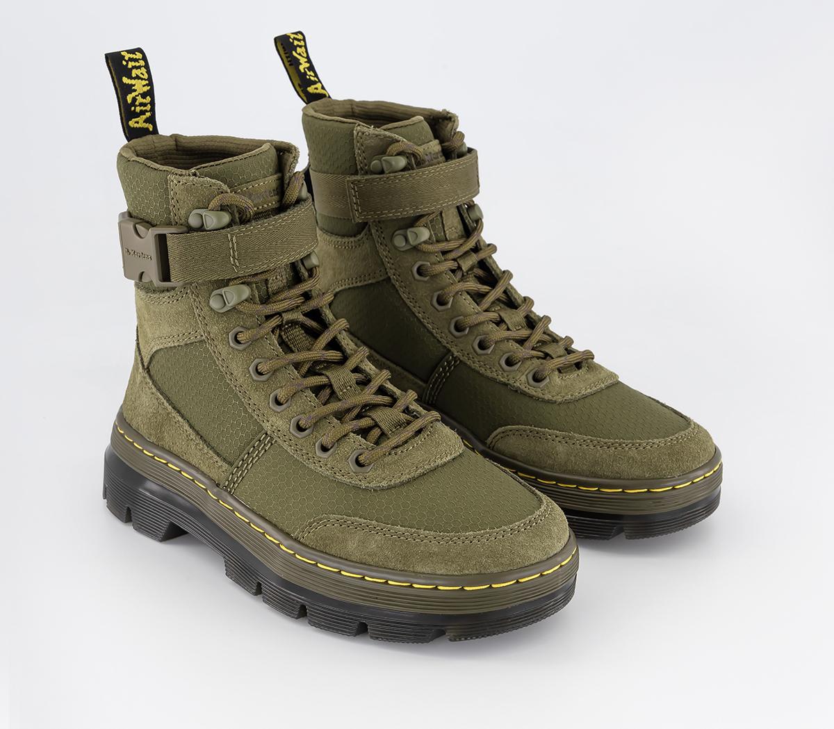 Dr. Martens Combs Tech Element Boots Olive - Women's Ankle Boots