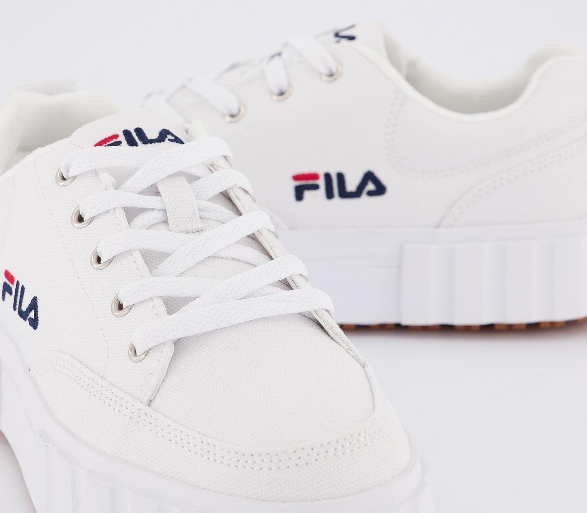 Fila Sandblast Low Trainers White Navy Red - Women's Trainers