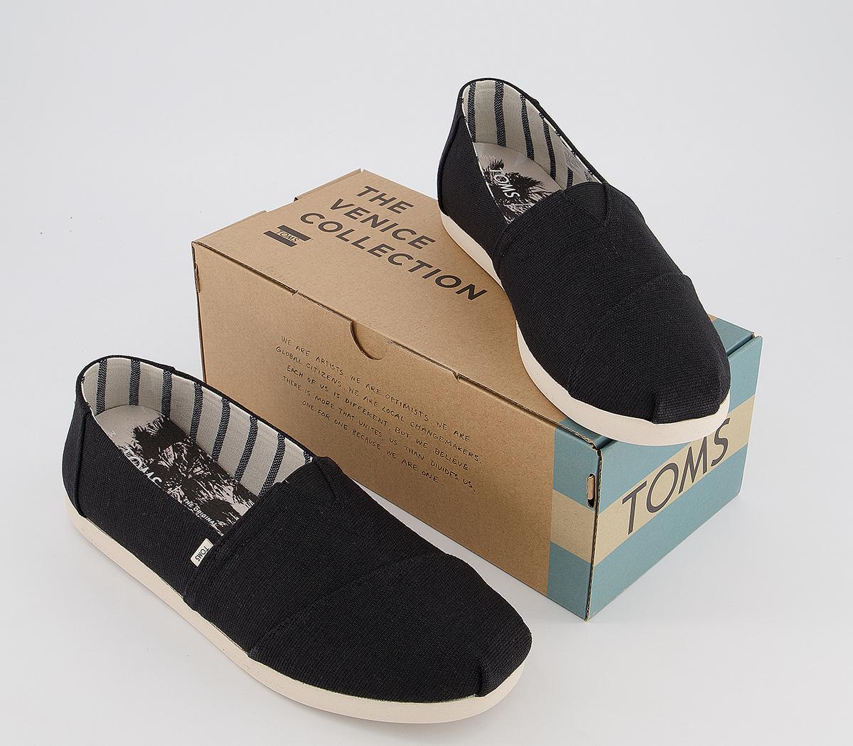 TOMS Toms Classic Alpargata Slip Ons Black Heritage Canvas - Men's ...