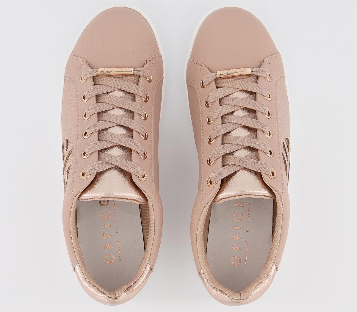 OFFICE Front Row Branded Trainers Nude Rose Gold Mix - Women's Trainers