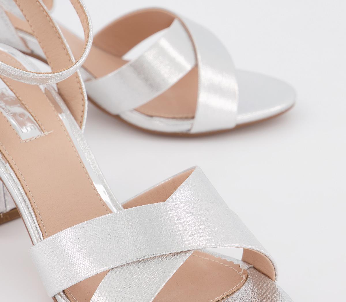 OFFICE Maid Of Honor Block Heel Sandals Silver - Mid Heels