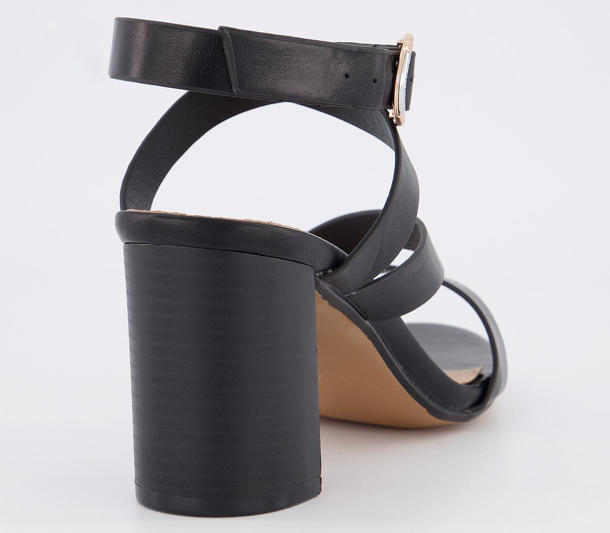 OFFICE Maroon Strappy Block Heels Black - Mid Heels