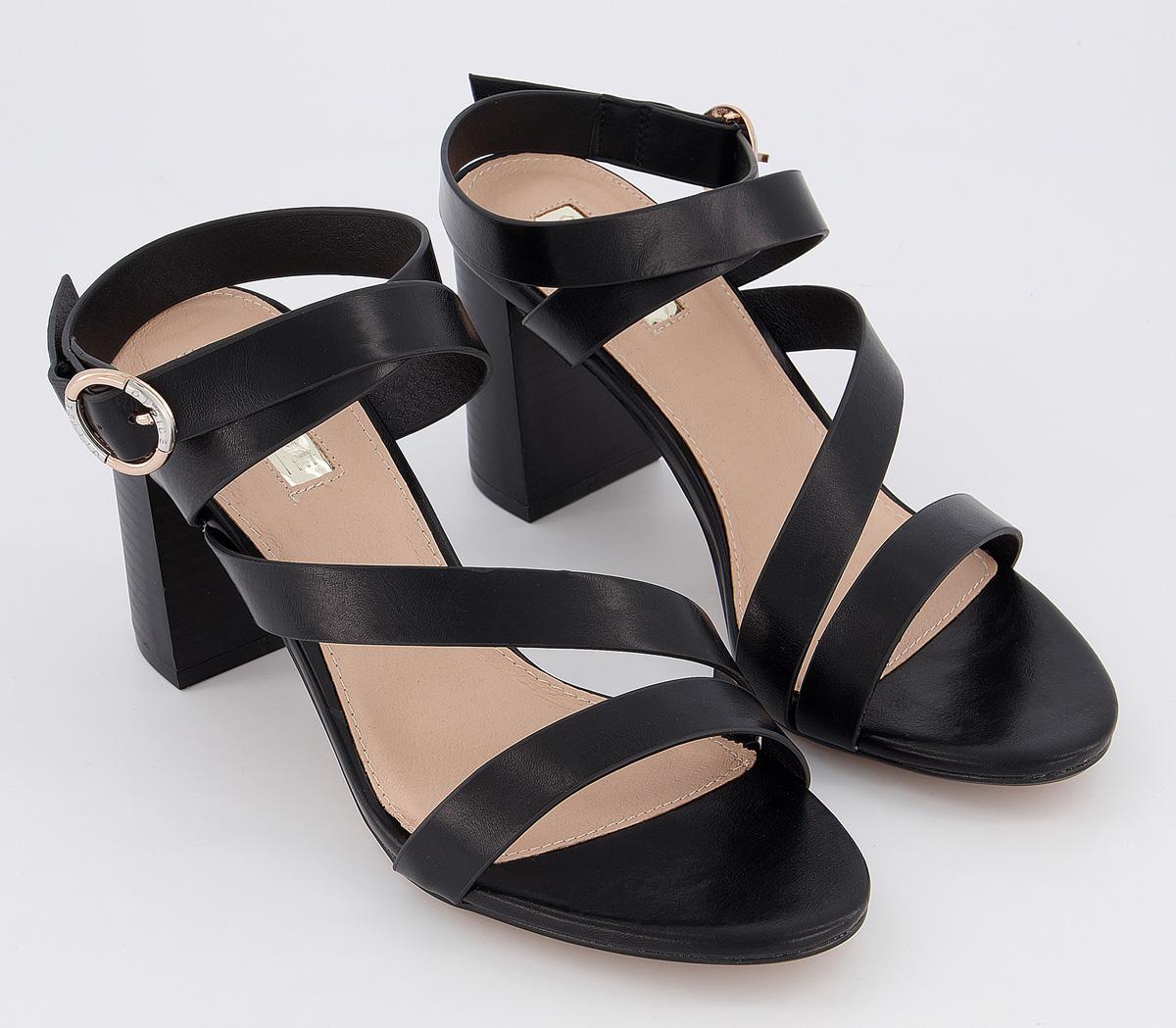 OFFICE Maroon Strappy Block Heels Black - Mid Heels