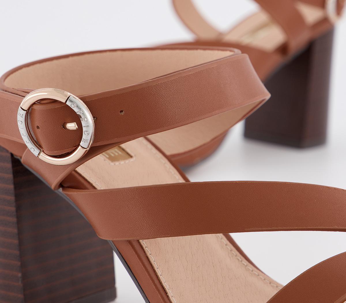 OFFICE Maroon Strappy Block Heels Tan - Mid Heels
