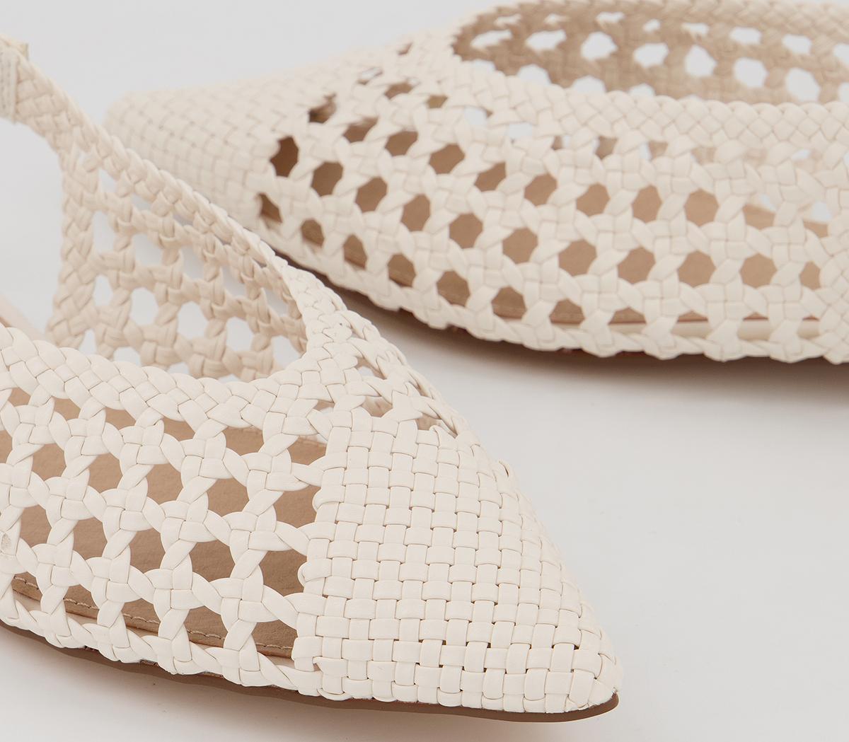 OFFICE Final Woven Slingback Flats White - Flat Shoes for Women