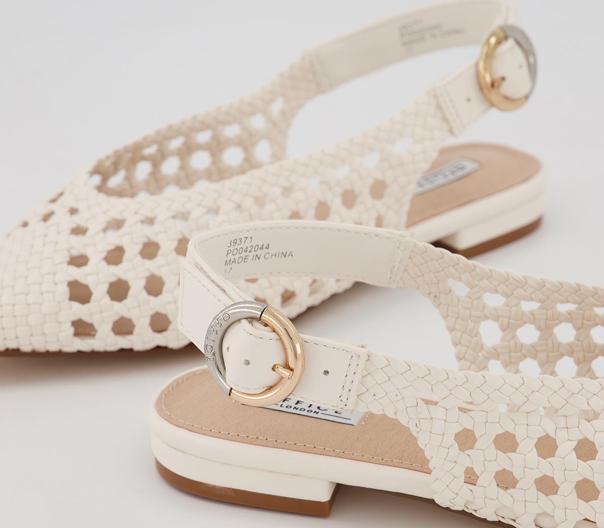 OFFICE Final Woven Slingback Flats White - Flat Shoes for Women