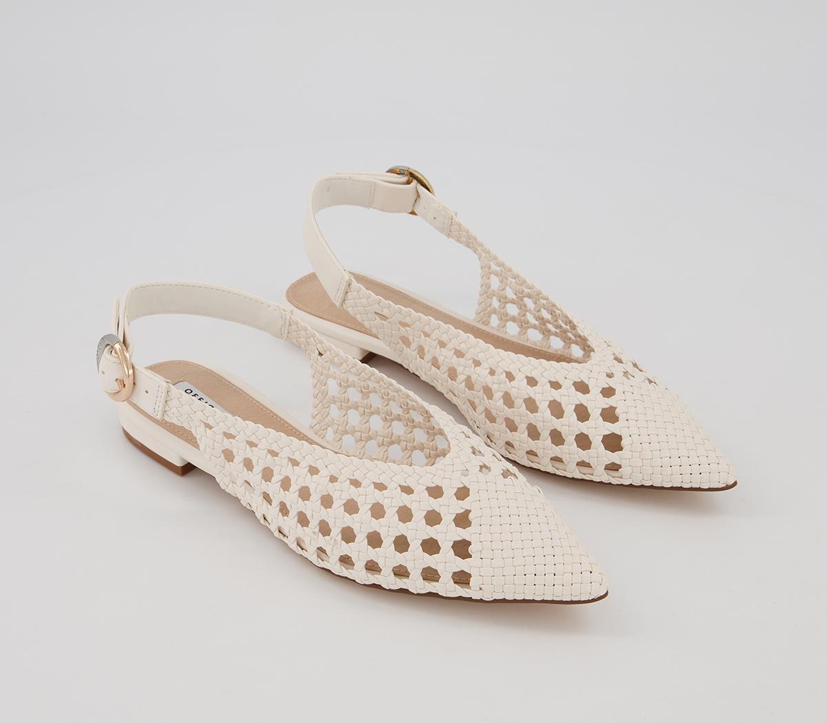 OFFICE Final Woven Slingback Flats White - Flat Shoes for Women