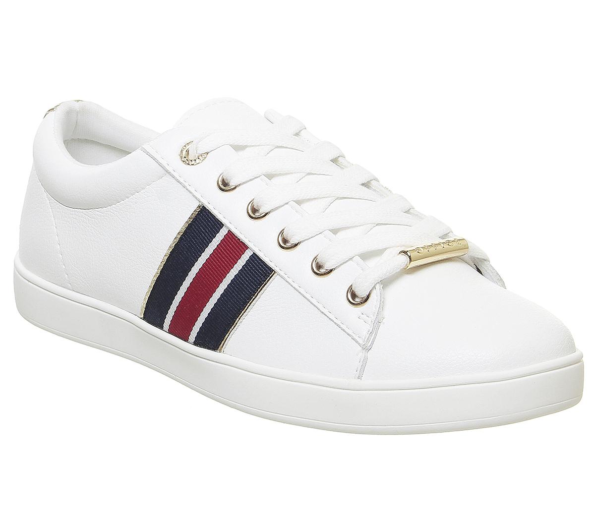 OFFICE Farewell Lace Up Trainers White Navy Red - Women's Trainers