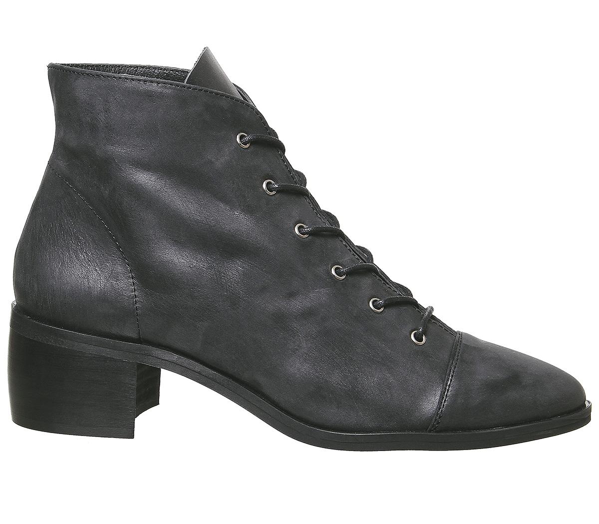 OFFICE Accord Lace Up Boots Black Leather - Women's Ankle Boots