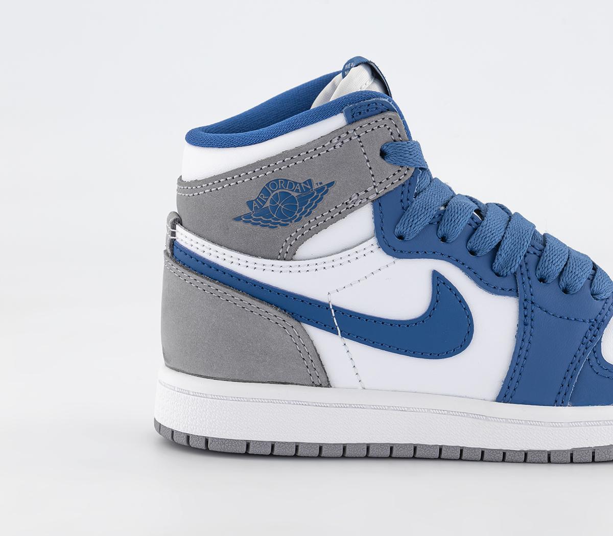 Jordan Jordan 1 Ps Trainers True Blue White Cement Grey - Unisex