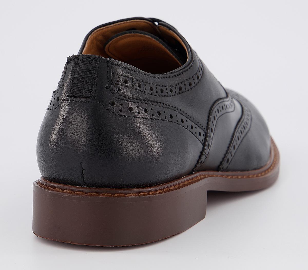 OFFICE Mean Brogue Shoes Black Leather - Mens Brogues