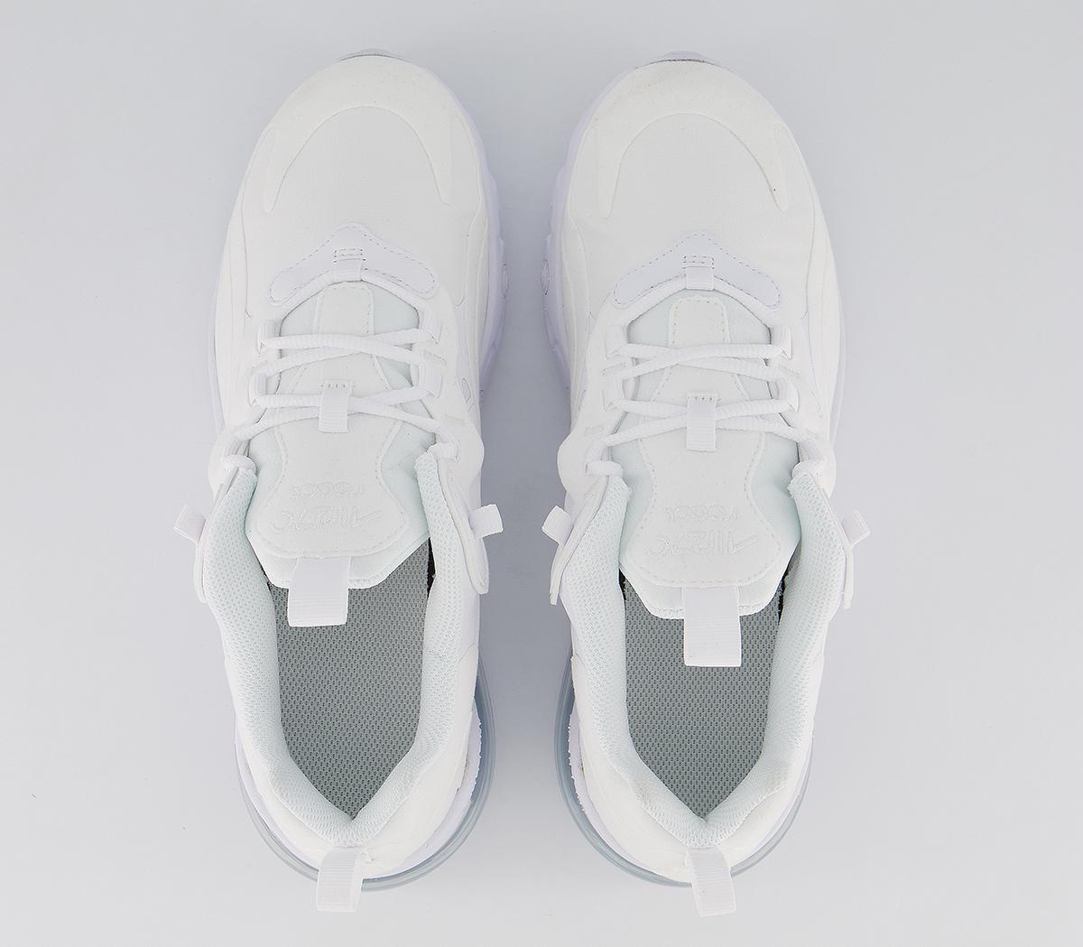 Nike Air Max 270 React Gs Trainers White White Metallic Silver White ...