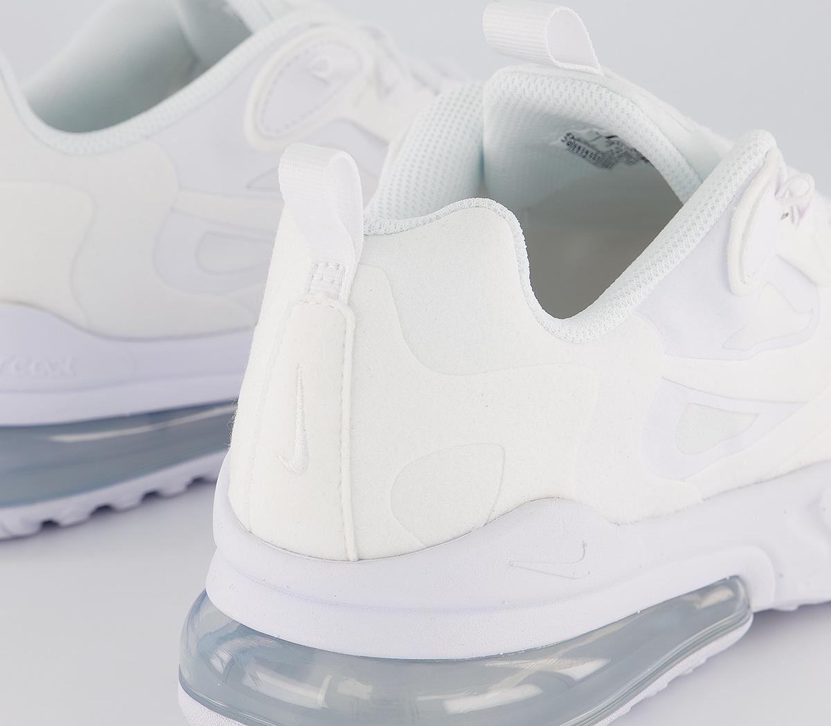 Nike Air Max 270 React Gs Trainers White White Metallic Silver White ...